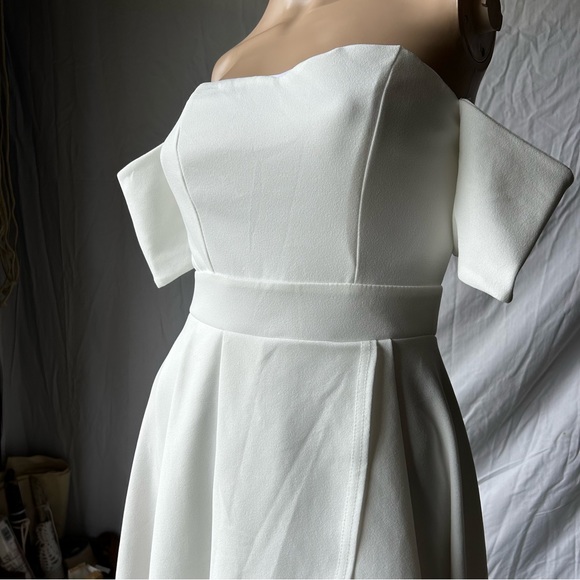 ASOS | Dresses | True Violet White Off Shoulder Tube Hi Low Flowy Dress ...